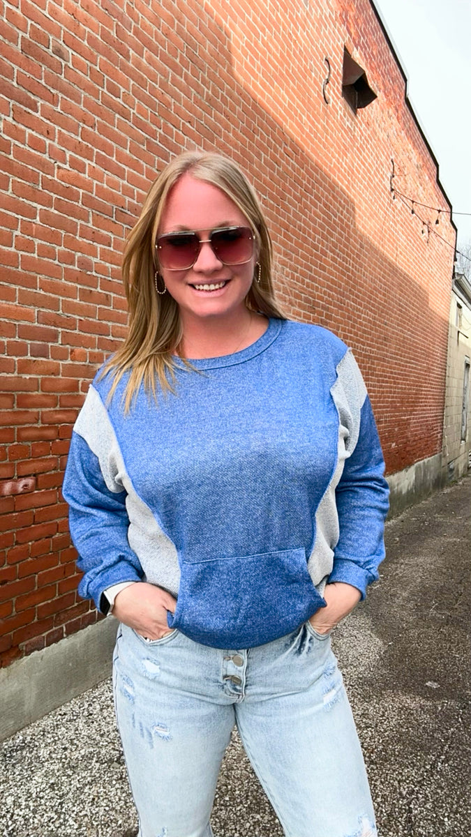 Indigo Terry Color Block – Shop L&B Boutique